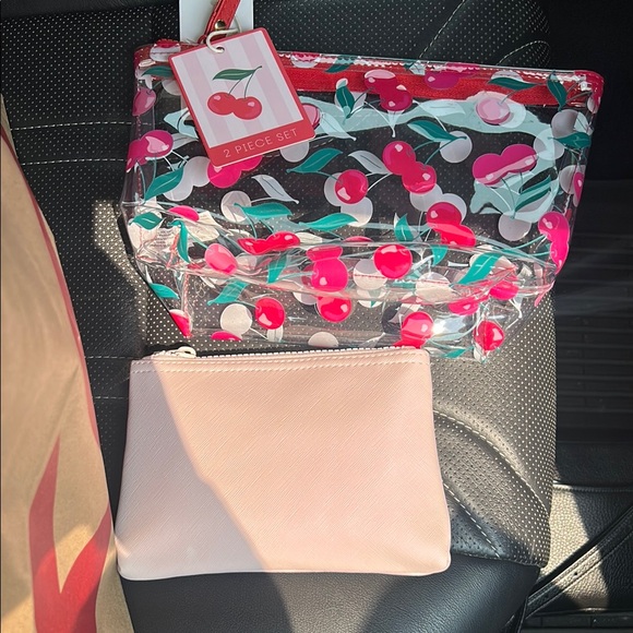 Bags | Cherry Print And Pink Twopiece Bag Set | Poshmark